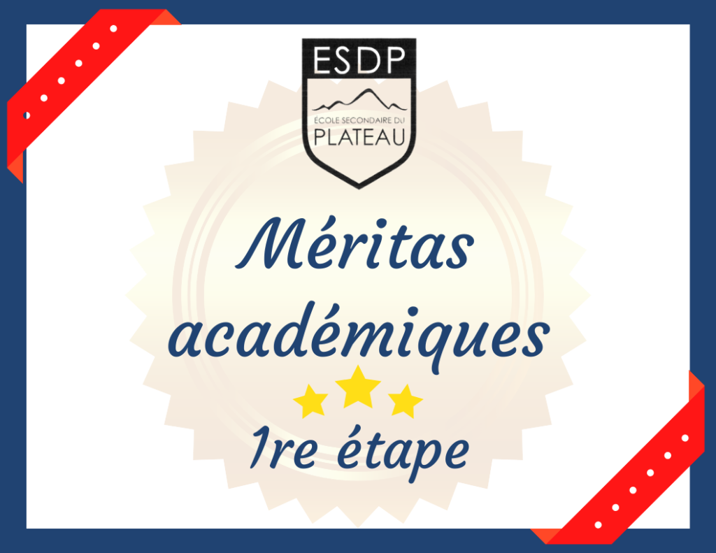 Méritas pour la 1re étape - École secondaire du Plateau