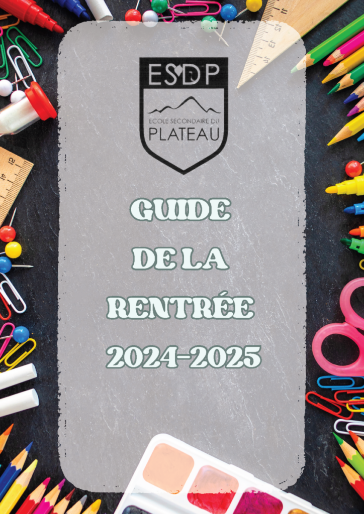 Guide de la rentrée 2024-2025 - École secondaire du Plateau